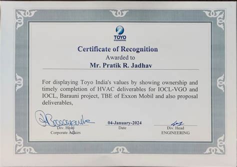 Pratik Jadhav On Linkedin I Am Delighted To Share An Achievement With Toyo Engineering The