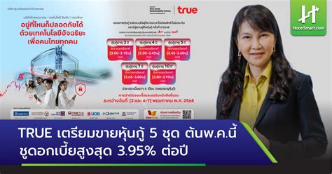 True ขายหุ้นกู้ 5 ชุด ต้นพ ค นี้ ชูดอกเบี้ยสูงสุด 3 95 ต่อปี Hoonsmart