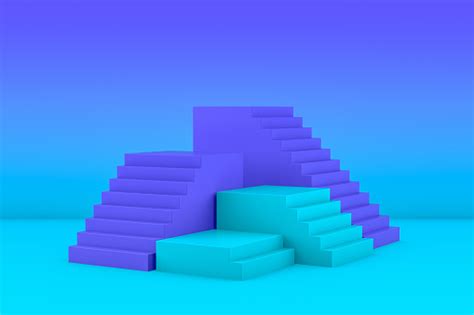 3d 추상 최소 계단 사다리 연단 0명에 대한 스톡 사진 및 기타 이미지 0명 3차원 형태 가정의 방 Istock