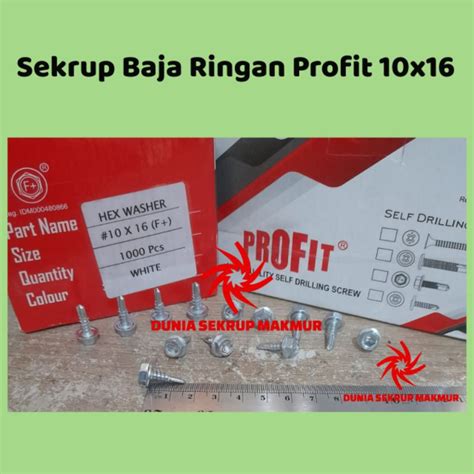 Jual 100 Pcs Skrup Sekrup Baja Ringan Roofing Profit 10x16 Shopee