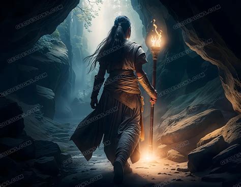 Warrior In A Dark Cave With Torch Ai Generated Wallpaper Gec Designs