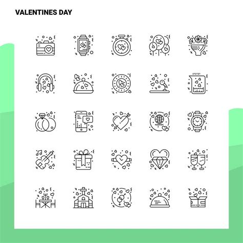 Set Of Valentines Day Line Icon Set 25 Icons Vector Minimalism Style Design Black Icons Set