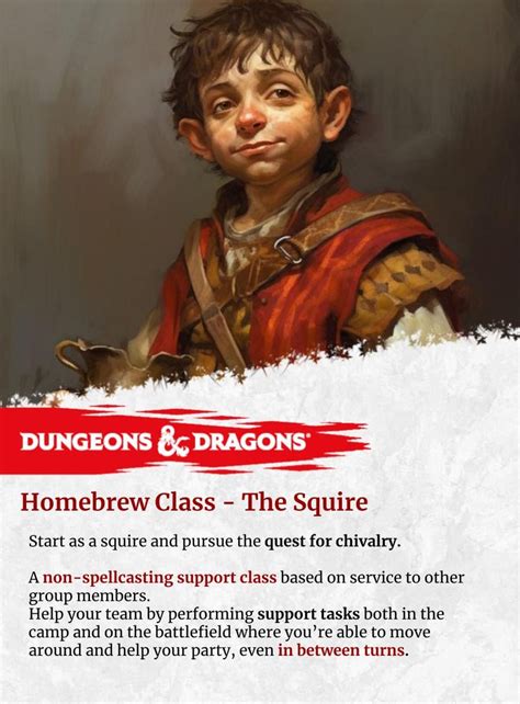 Homebrew Non Casting Support Class The Squire Full Class And