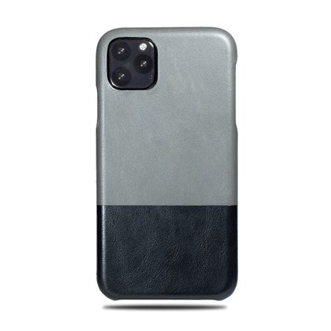 Personalized Ocean Blue And Pebble Gray Iphone 11 Pro Leather Case