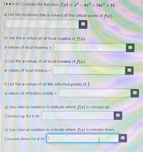Solved A List The Locations The X Values Of The Critical