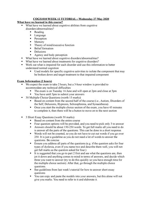 COGS W T Detailed Practical Tutorial Notes COGS WEEK TUTORIAL Wednesday