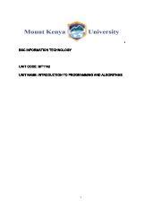 BIT1102 Introduction To Programming And Algorithms Pdf BSC