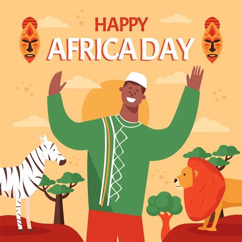 Feliz Dia Da áfrica Em 25 De Maio Ilustração Com Figuras Tribais