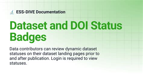 Dataset And DOI Status Badges ESS DIVE Documentation