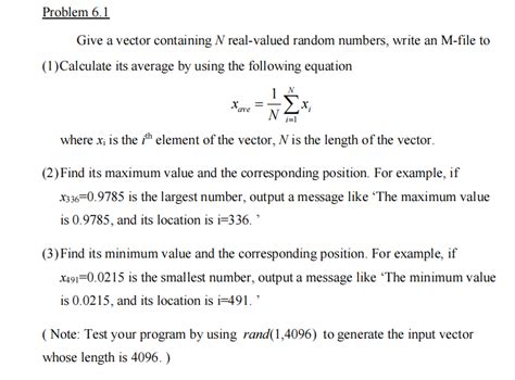 Solved Give A Vector Containing N Real Valued Random