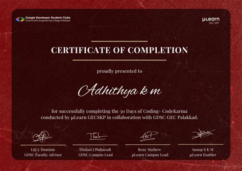 Adhithya Km On Linkedin Happy To Share That Successfully Completed 30