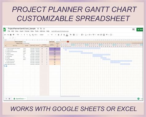 Gantt Chart Digital Project Planner Project Planner Excel Task Planner