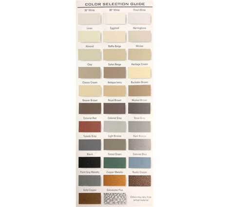 Color Chart Sheet Comprehensive Gutter And Downspout Options Gutter All