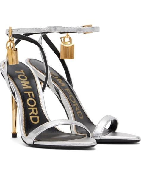 Tom Ford Padlock Pointy Naked Heeled Sandals In Metallic Lyst UK