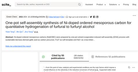 Citation Report One Pot Self Assembly Synthesis Of Ni Doped Ordered Mesoporous Carbon For