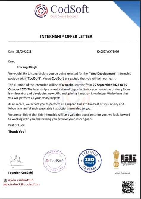 shivangi singh on linkedin codsoft webdevelopment internship
