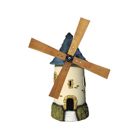 Moulin Avec Roue Au Ton Crème Et Toit Couleur Ardoise H 72cm Jardinoafr
