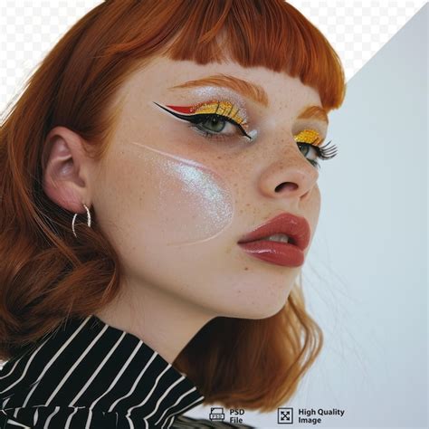 Premium Psd Model With A Bang And Makeup With Liner