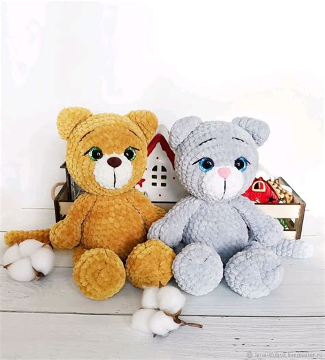Серый кот мягкая игрушка, плюшевый котик, вязаный котёнок в интернет ...