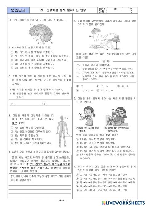 3학년 과학 학습지 자극과반응 2 Online Exercise For Live Worksheets