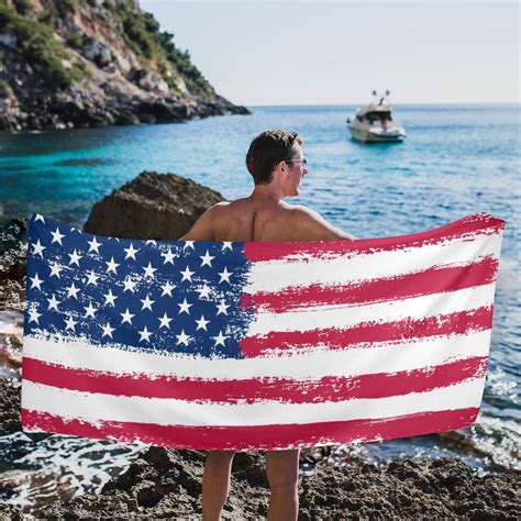 American Flag Oversized Beach Towel Usa Red White Blue Stars Stripes