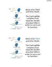 CQ Week 10 Editing Genomes Pdf 6 6 2018 SgRNA Mark A For TRUE And B