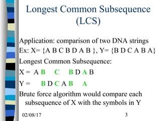 Longest common subsequences in Algorithm Analysis | PPT | Programming Languages | Computing