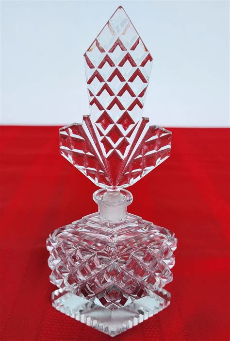 Vintage Cut Crystal Perfume Bottle Crystal Cologne Bottle With Faceted