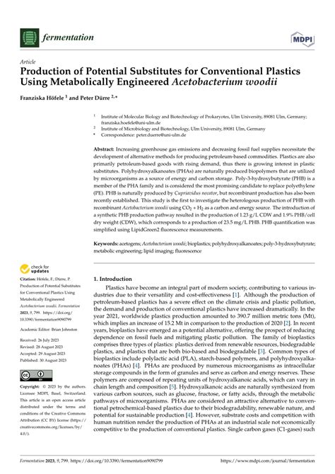 Pdf Production Of Potential Substitutes For Conventional Plastics