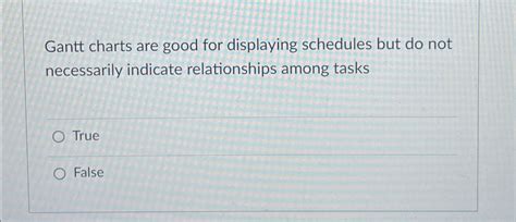Solved Gantt Charts Are Good For Displaying Schedules But Do Chegg Com