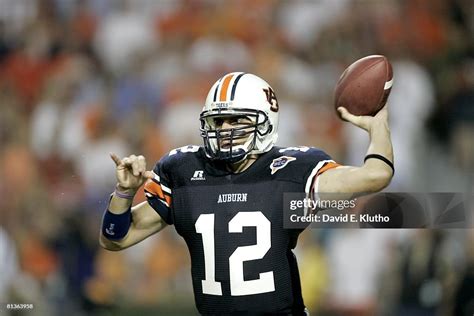 closeup of auburn qb brandon cox in action making pass vs georgia