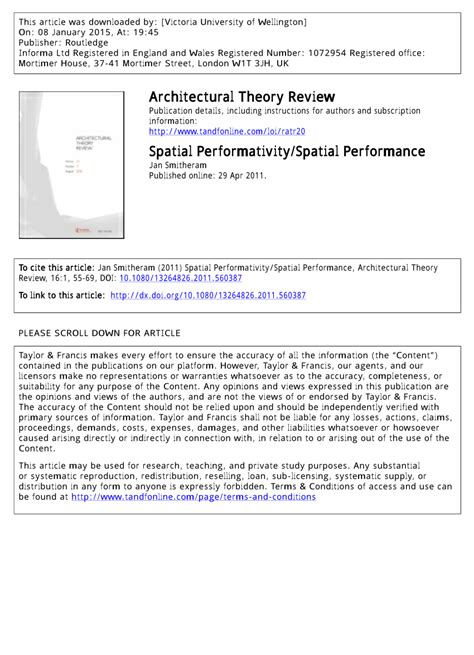 PDF Spatial Performativity Spatial Performance