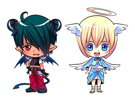 Commission Chibi Demon Angel By Bayou Kun On Deviantart