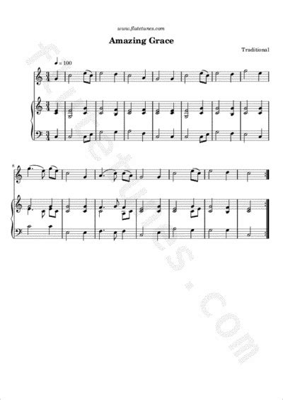 Amazing Grace Traditional Free Flute Sheet Music