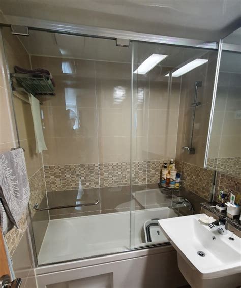 국산 욕조 위 슬라이딩 샤워부스 파티션 욕실 화장실 칸막이 강화 유리 설치 시공포함 8t Mj바스