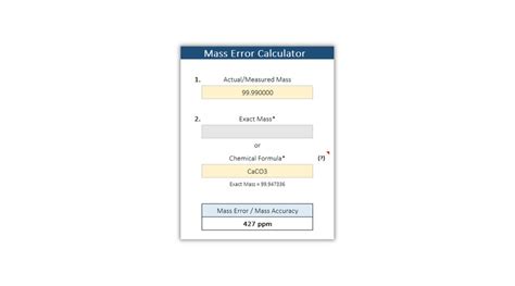 Mass Error Calculator Excel In Science