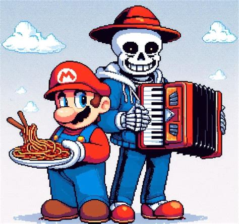 Mario Meets Sans The Skeleton Rweirddalle