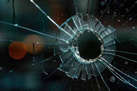 Bullet Hole Overlay On Black Glass Background For Transparency
