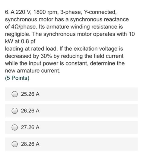 Solved 6 A 220 V 1800 Rpm 3 Phase Y Connected