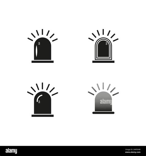 Siren Icon Set Flashing Lights On The Car Set Vector Illustration