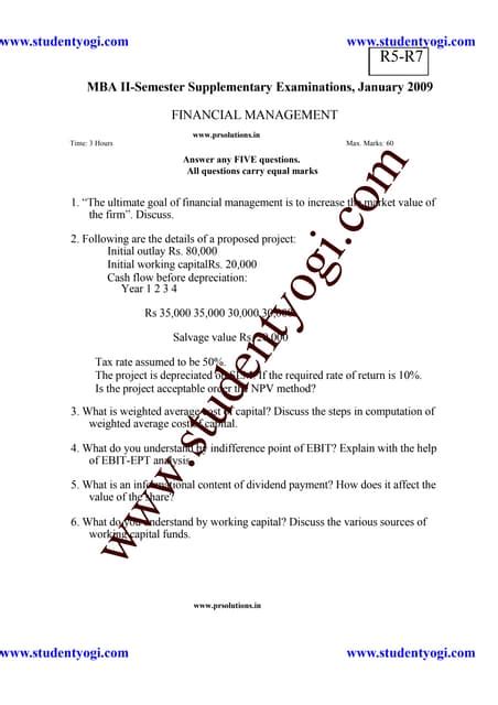 Mba Financial Management Pdf