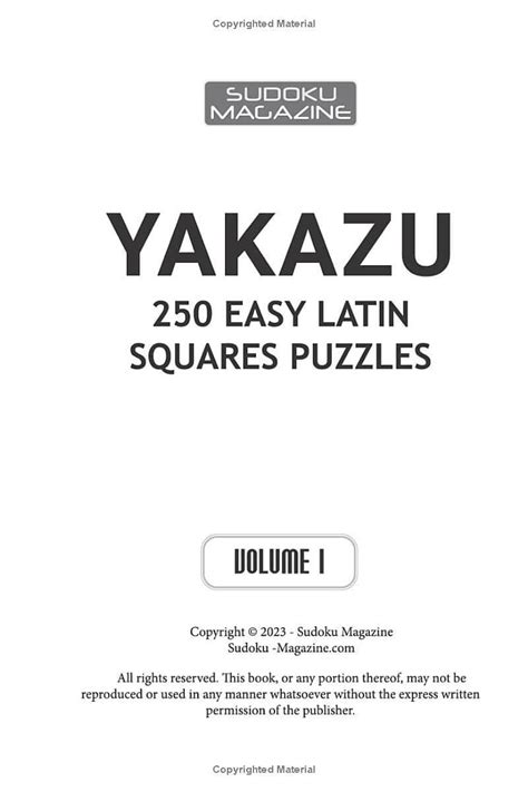 Yakazu 250 Easy Latin Squares Puzzles Sudoku Magazine