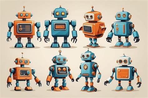 Premium Photo Cute Little Vector Classic Robot Retro Robot