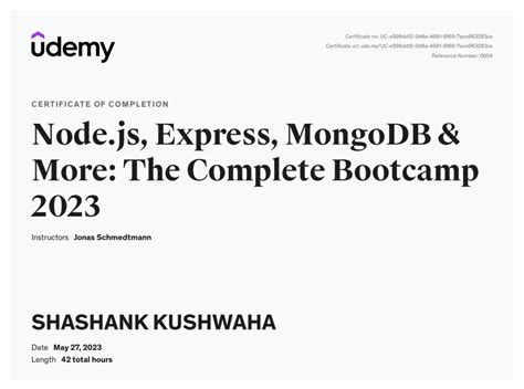 shashank kushwaha on linkedin udemy course completion certificate