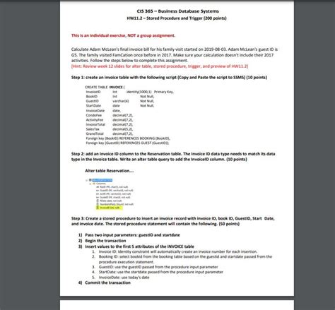 CIS 365 Business Database Systems HW11 2 Stored Chegg