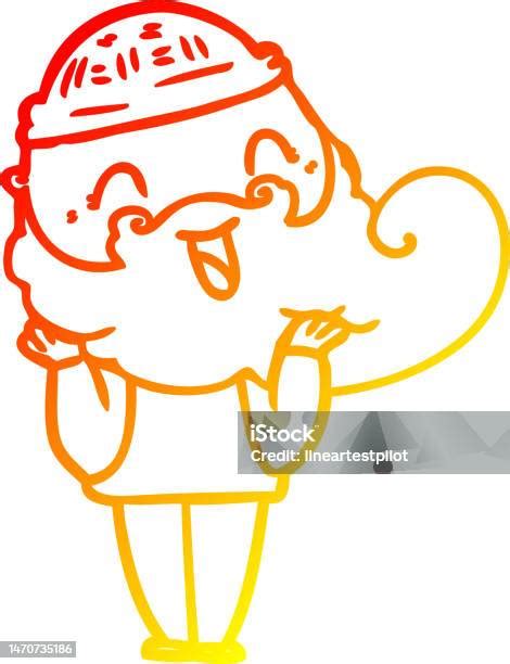 행복한 수염 난 남자의 따뜻한 그라데이션 선 그리기 개성 개념에 대한 스톡 벡터 아트 및 기타 이미지 개성 개념 귀여운