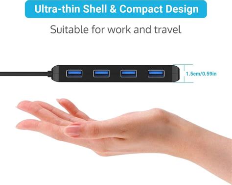 USB 3 0 Hub Splitter USB Extender 4 Port USB Ultra Slim Data Hub With Individual Power Switch