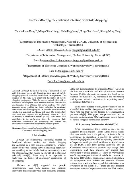 Pdf Impact Of Flow On Mobile Shopping Intention Yimu Chen