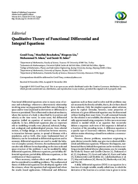 Pdf Qualitative Theory Of Functional Differential And Integral Equations