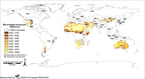 Map Of Potential Locations For CSP Plants Trieb Et Al 2009 Download Scientific Diagram